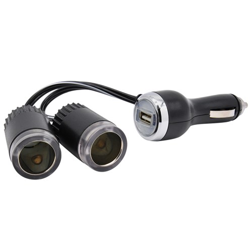 MobileSpec MS223USBBL 12-Volt 2-Outlet Plus USB Splitter - 12Volt-Travel®